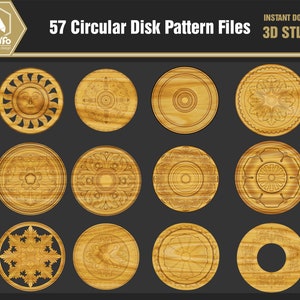 57 Circular Disk Pattern 3d Stl Files for Wood Engraving, 3d Printer ...