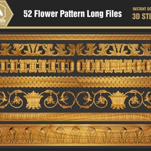 52 Flower Pattern Long 3d Stl Files for Wood Engraving, 3d Printer and ...