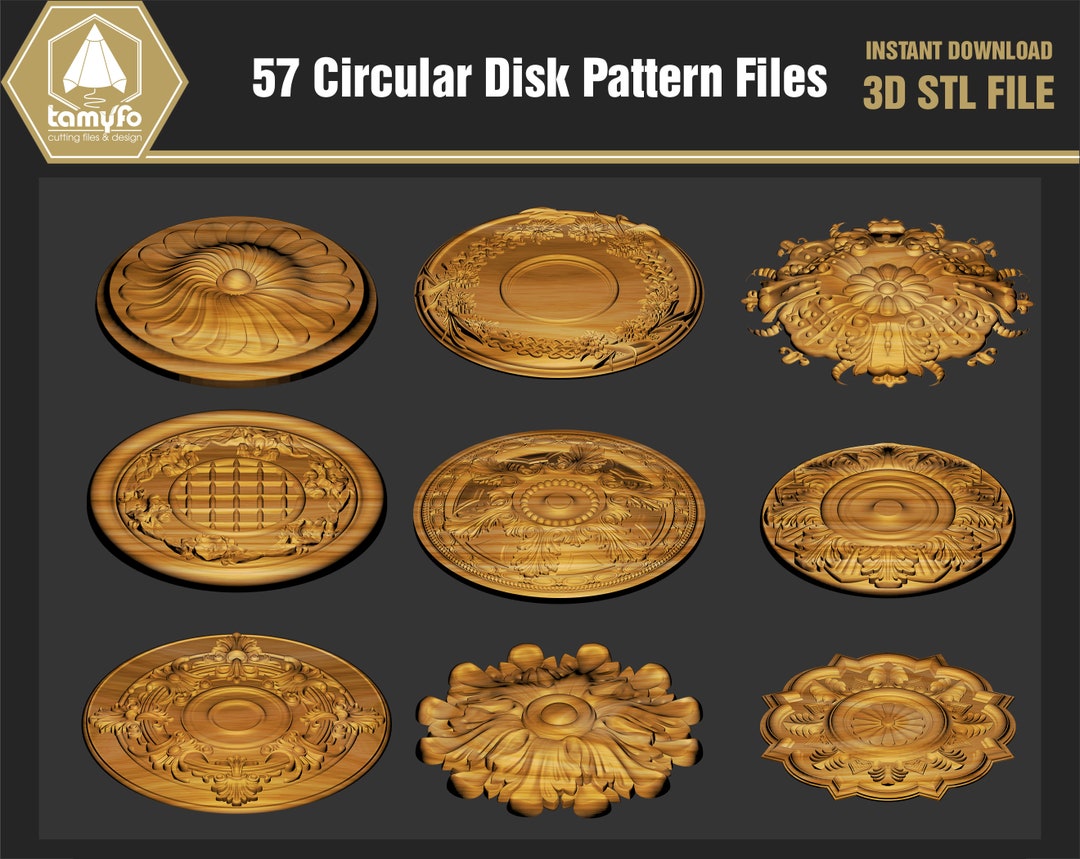57 Circular Disk Pattern 3d Stl Files for Wood Engraving, 3d Printer ...