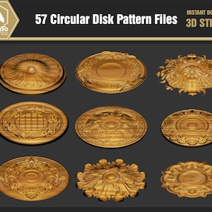 57 Circular Disk Pattern 3d Stl Files for Wood Engraving, 3d Printer ...