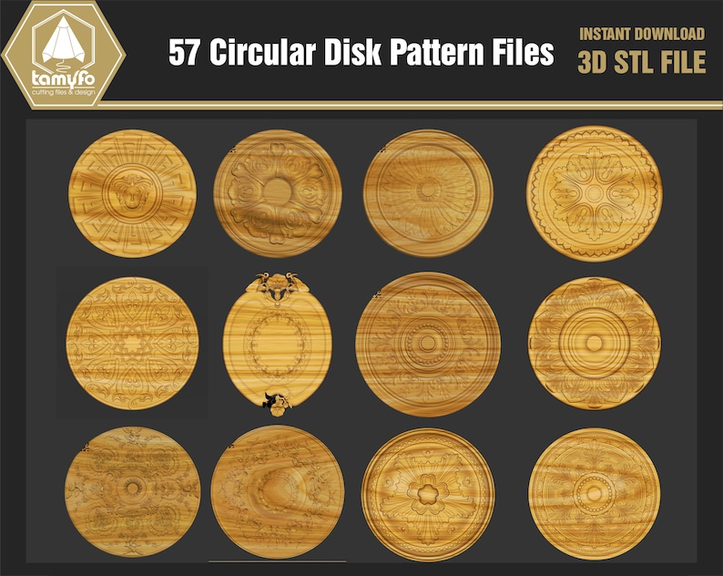 57 Circular Disk Pattern 3d Stl Files for Wood Engraving, 3d Printer ...