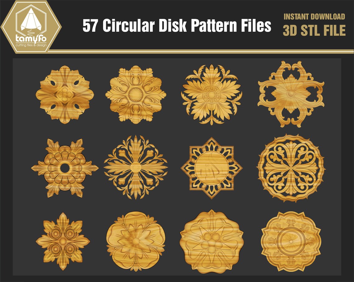 57 Circular Disk Pattern 3d Stl Files for Wood Engraving, 3d Printer ...