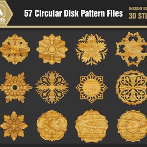 57 Circular Disk Pattern 3d Stl Files for Wood Engraving, 3d Printer ...