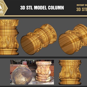 Column 3D STL Files for Engraving Router, 3d Printer and Vectric Artcam ...