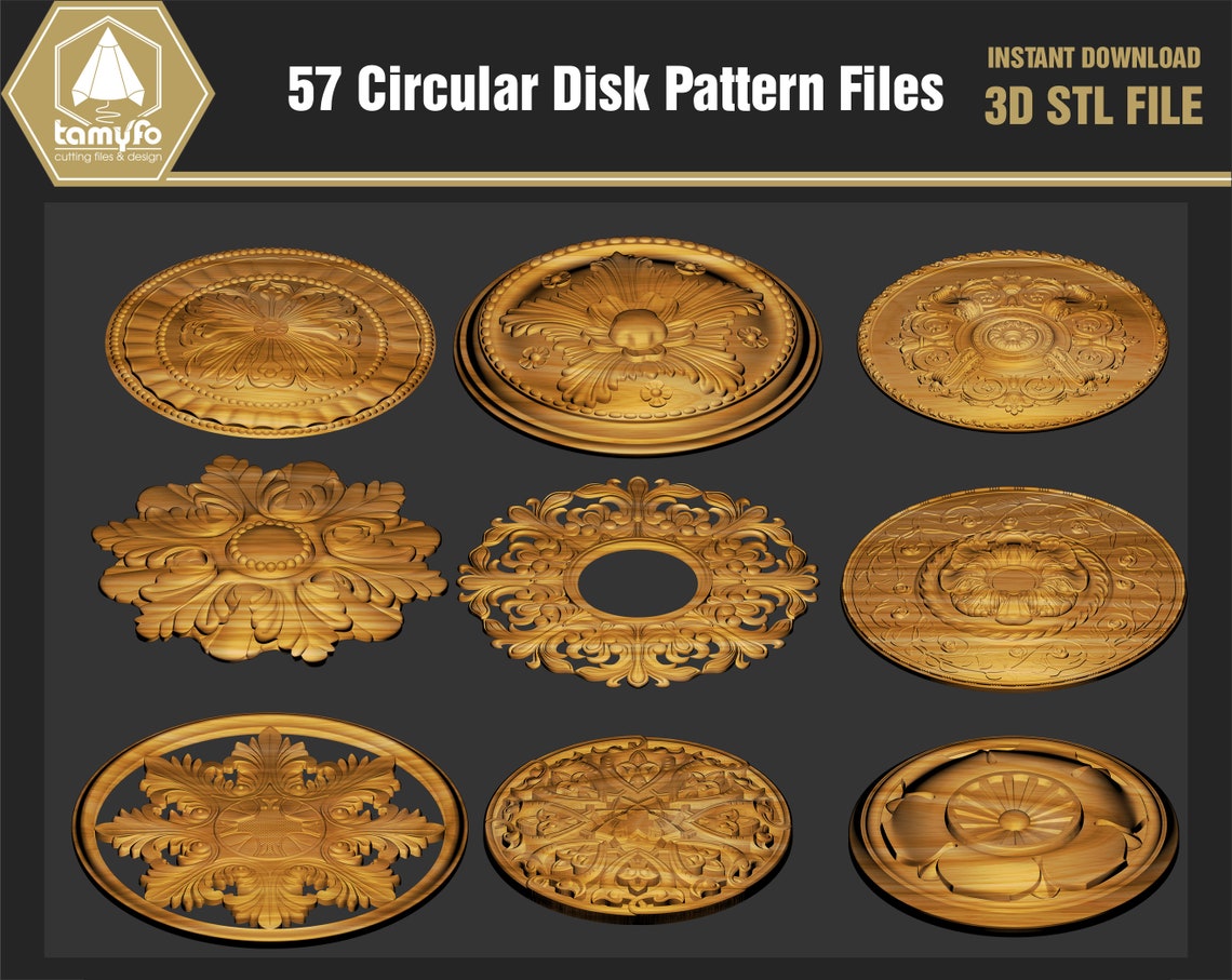 57 Circular Disk Pattern 3d Stl Files for Wood Engraving, 3d Printer ...