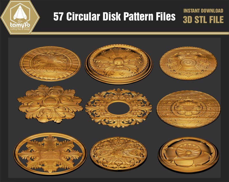 57 Circular Disk Pattern 3d Stl Files for Wood Engraving, 3d Printer ...
