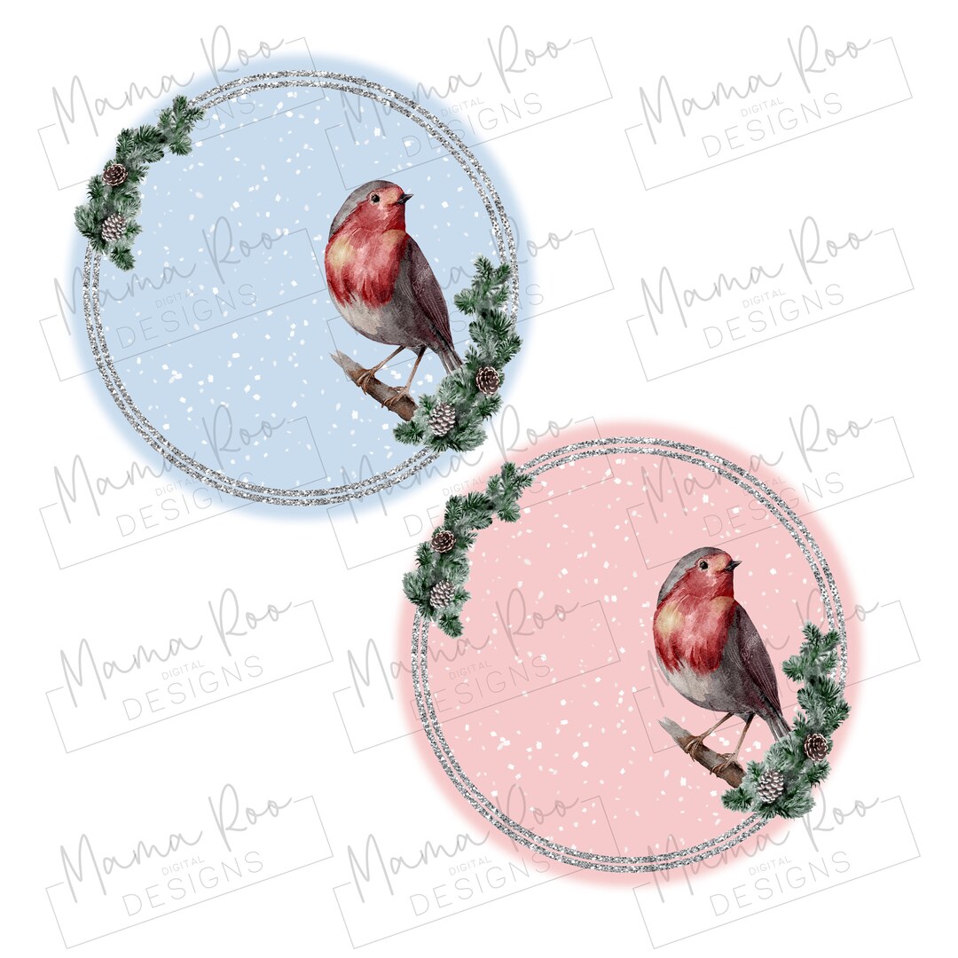 Christmas Robin Circle Frame Designs Instant Download Add Your Own Text ...