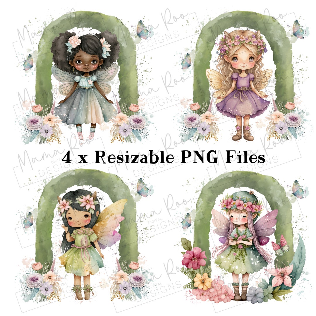 Cute Watercolour Fairy Sublimation Design Bundle | Digital PNG Files ...