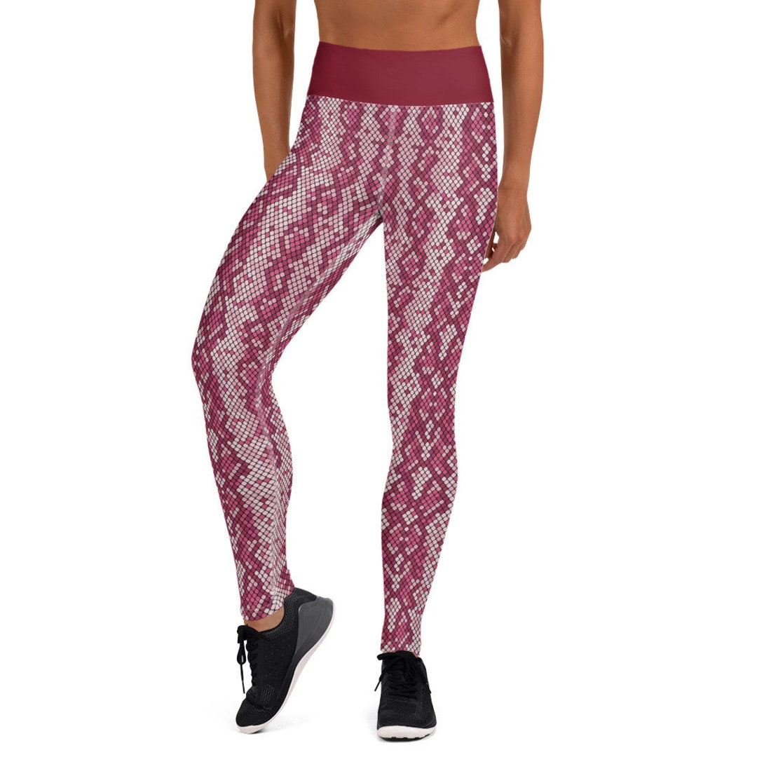 Snake Skin Pattern Leggings, High Waist Yoga Leggings, Soft Stretchy ...