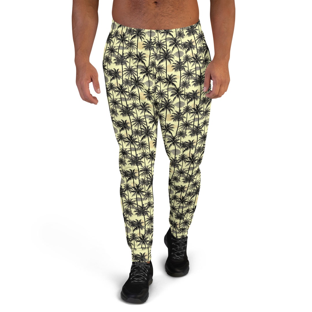 Palm Trees Printed Jogger Sweatpants Men, All Over Print Colorful ...