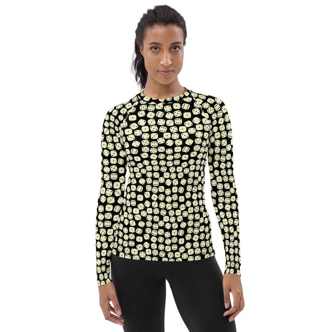 Playing Dice Patterned Rash Guard Women, Las Vegas Casino Swim Surf ...