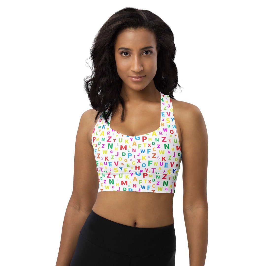 Alphabet Abcs Sports Bra, Athletic Fitness Bra, Comfortable Active Yoga ...