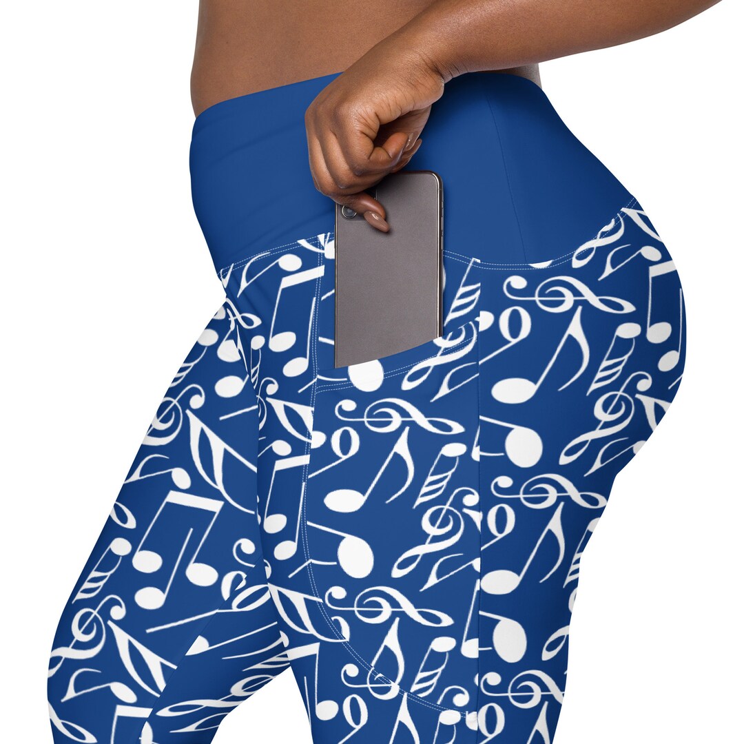 Music Notes Print Leggings for Women, Stylish Workout Leggings, Plus ...