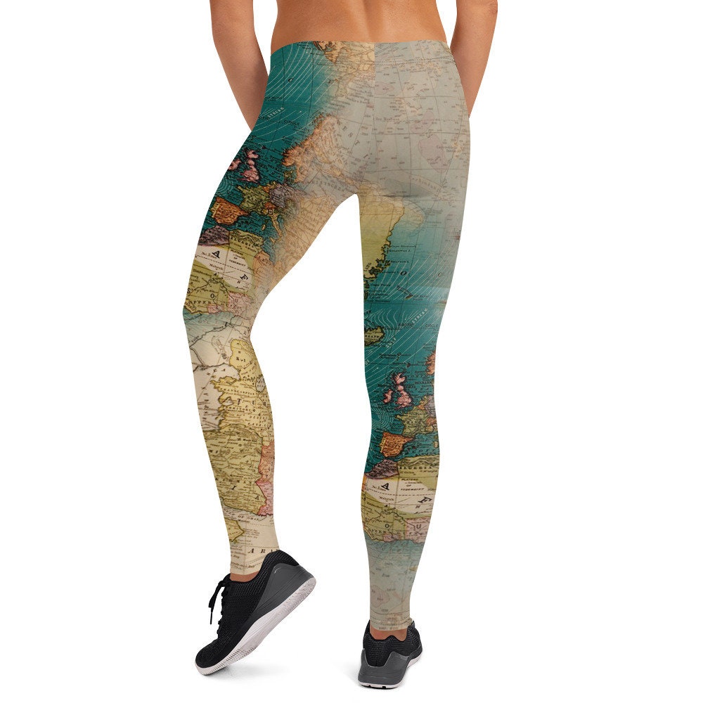 World Map Leggings Womens Leggings Map of the World Map - Etsy