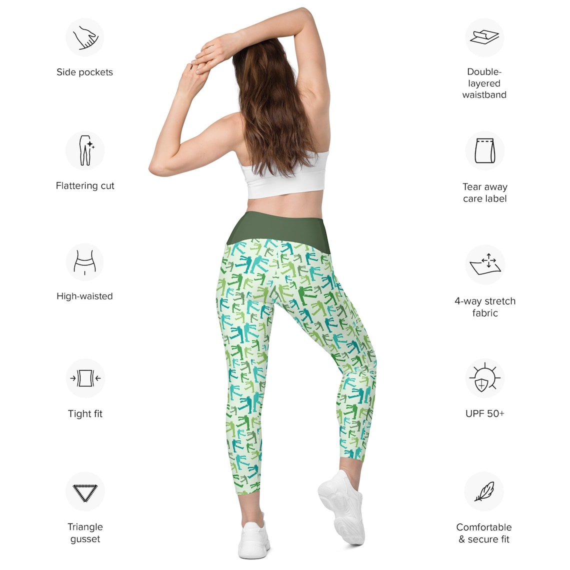 Zombies Print Halloween Leggings, Plus Size Yoga Pants, Creepy Zombies ...