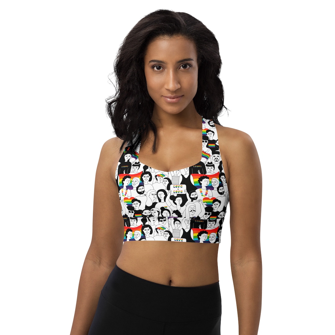 Gay Pride Sports Bra, LGBTQ Lesbian Pride Printed Sports Bra, Women ...