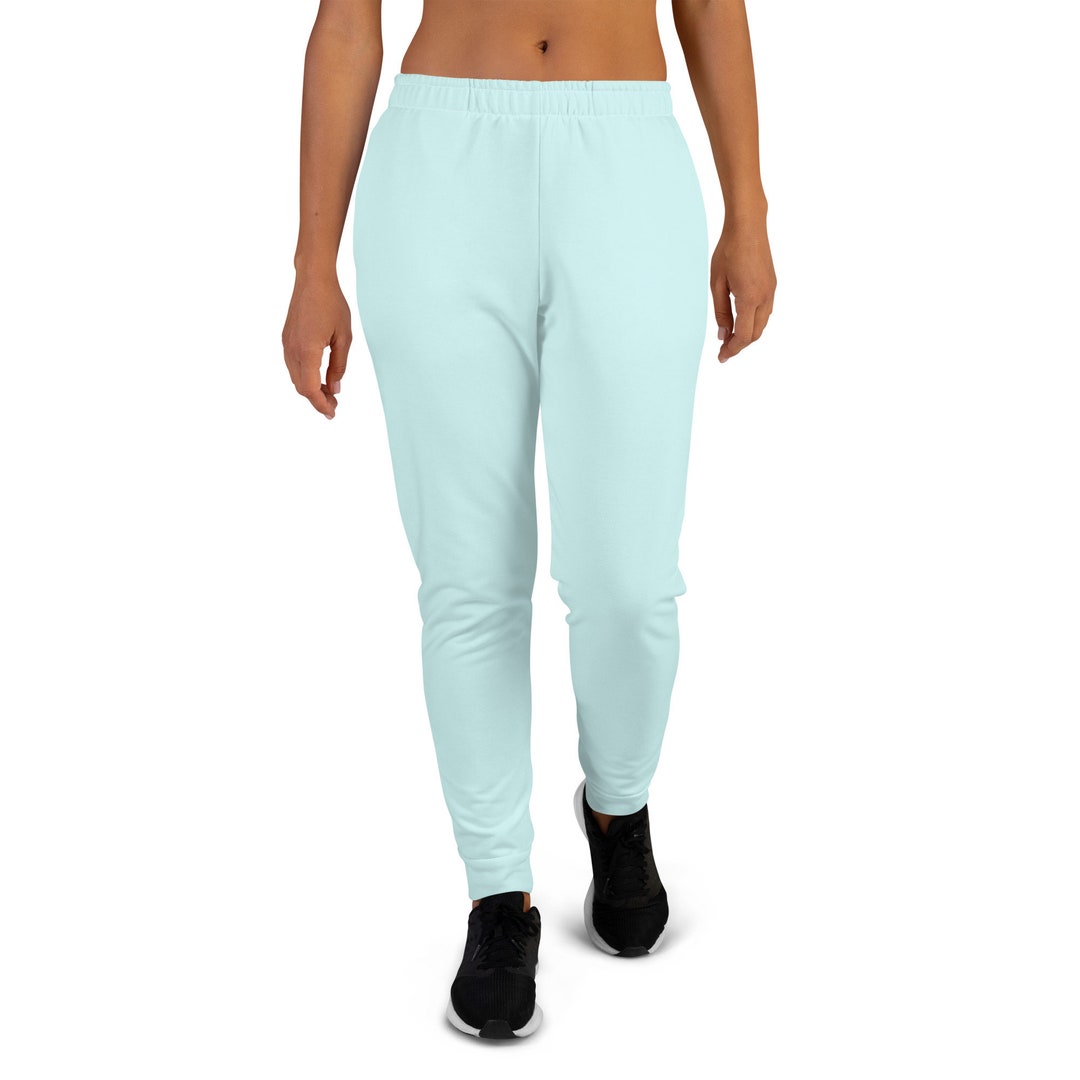 Solid Light Blue Printed Joggers, Pastel Blue Jogger Sweatpants ...