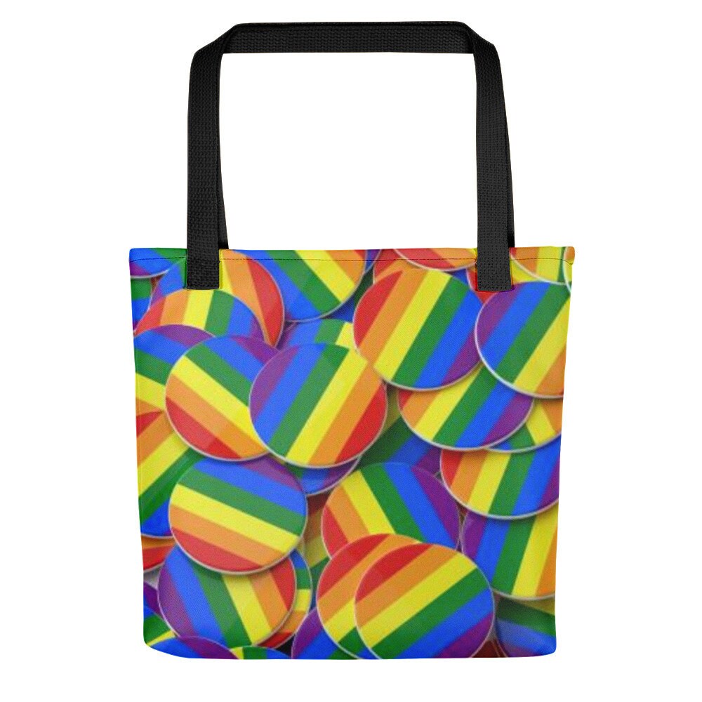 Gay Pride Rainbow Buttons Tote Bag Lgbtqi Tote Bag Lgbtq Etsy