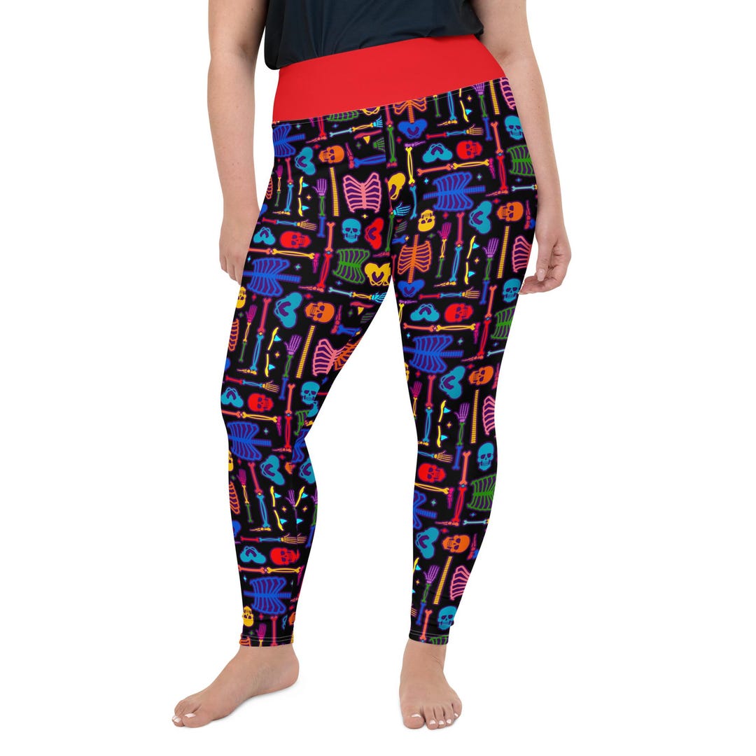 Skeleton Bones Printed Leggings, Gym Workout Plus Size Women Legging ...