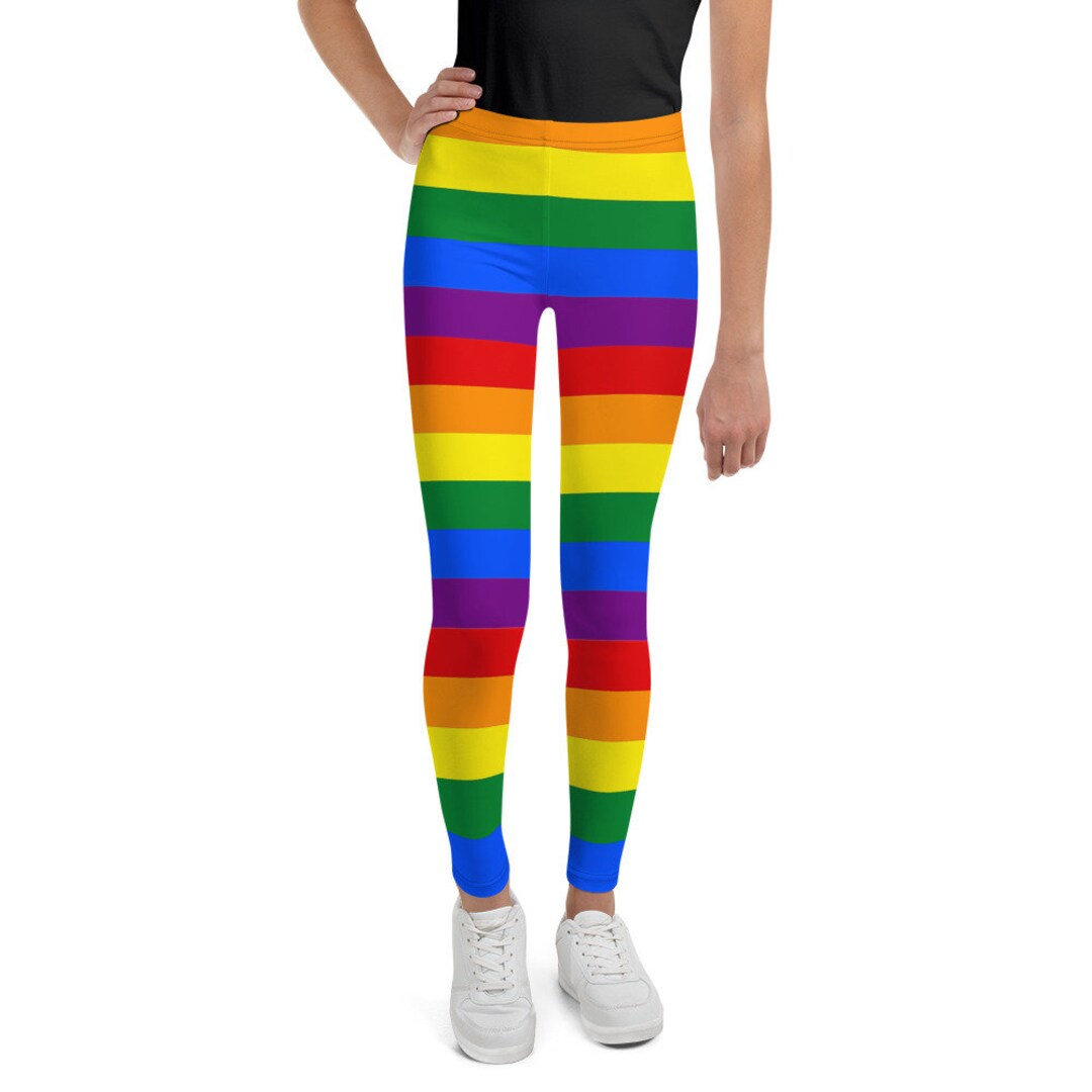 Rainbow Stripped Leggings, Kids Youth Leggings, Soft Printed Leggings ...