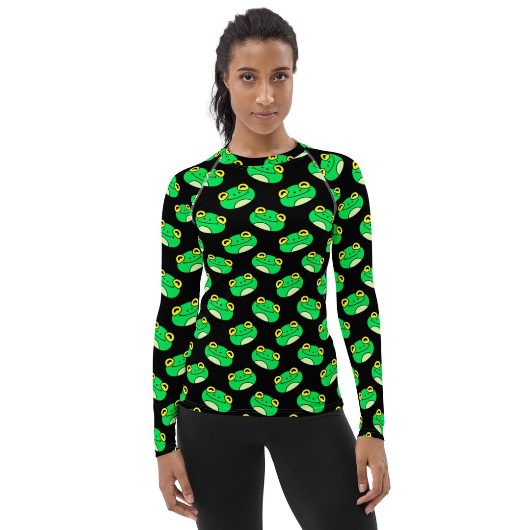 Frogs Printed Rash Guard, Fitness Rash Guard, Long Sleeve Yoga Workout ...