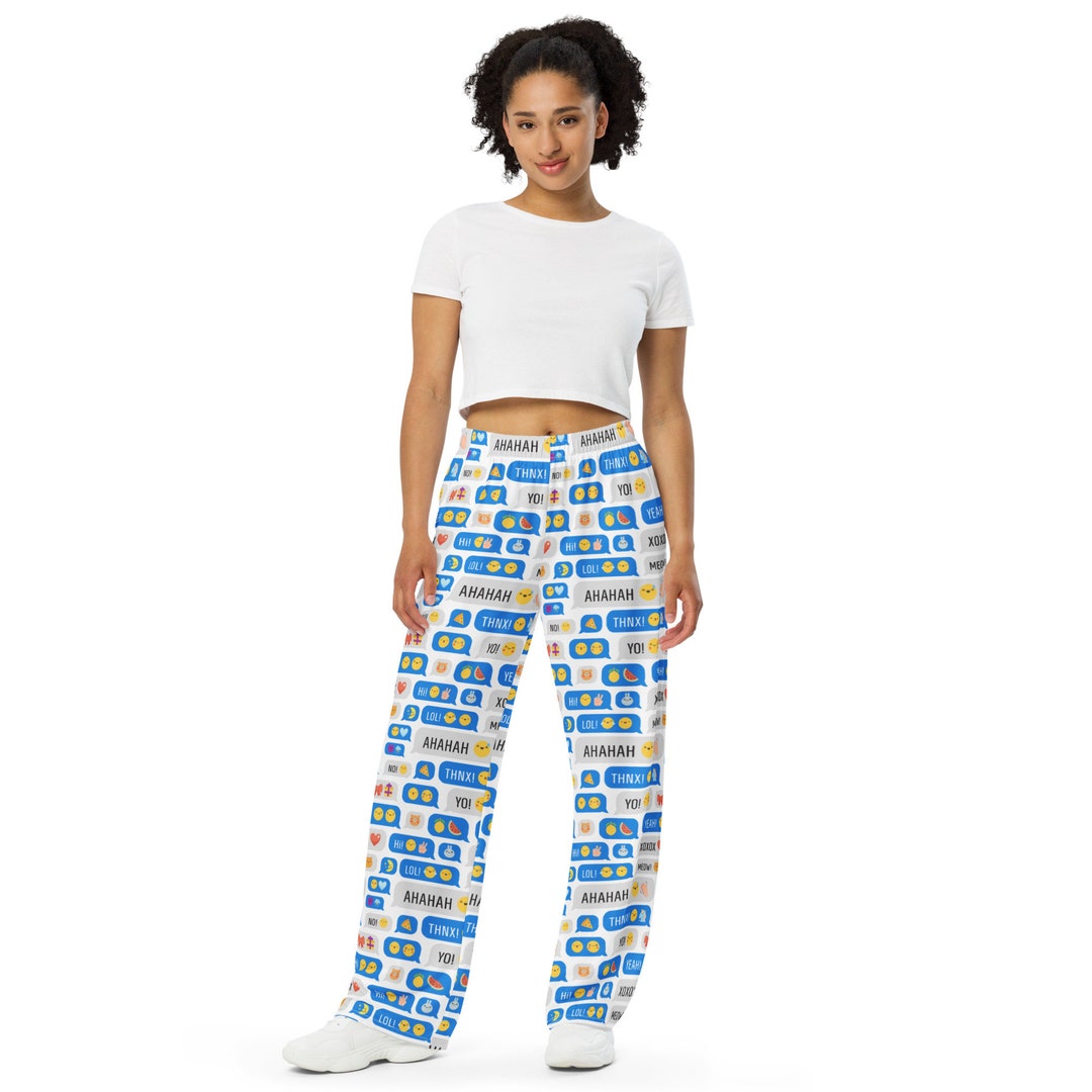 Emojis Emoticons Printed Unisex PJ Pants, All Over Print Comfy ...