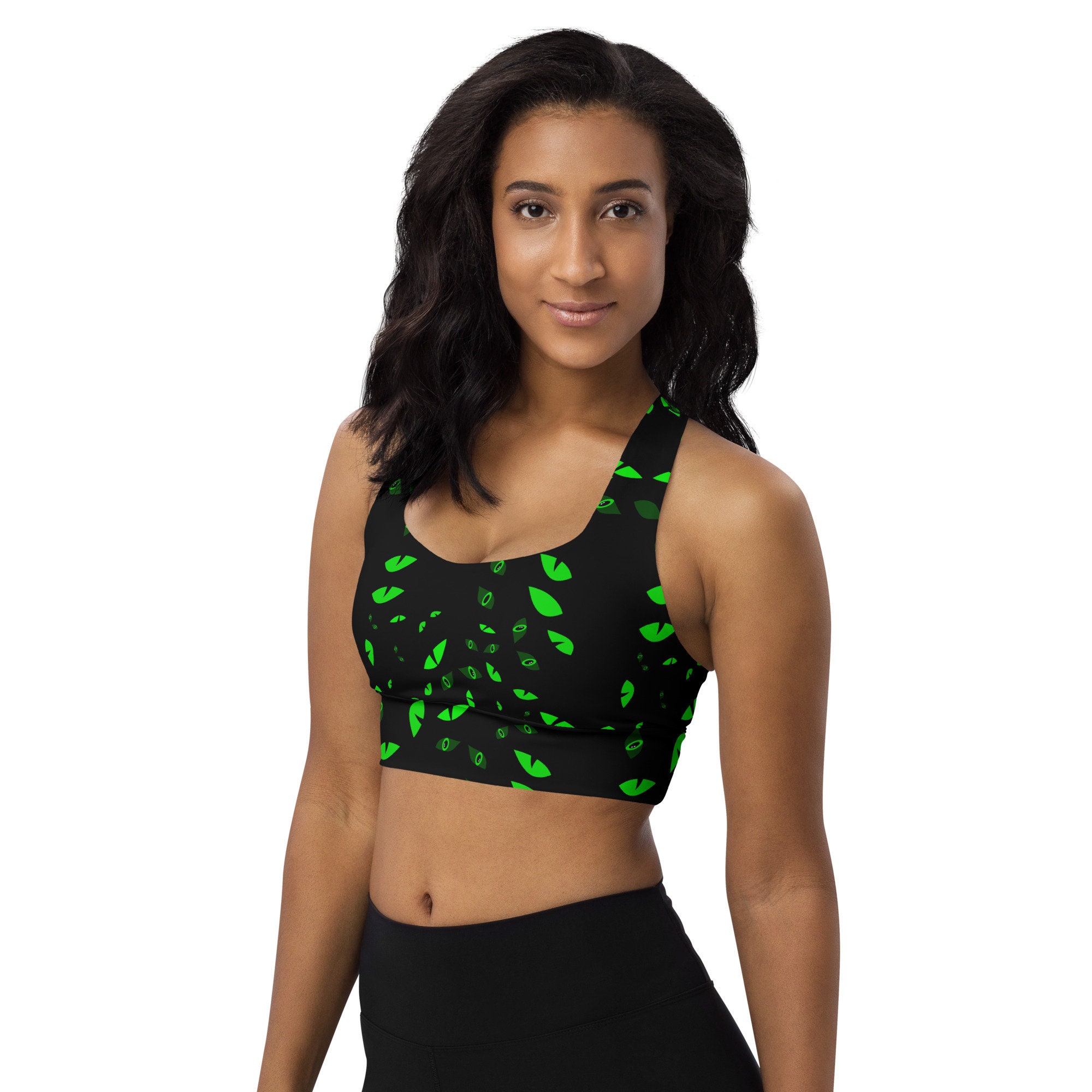 Creepy Cats Eyes Sports Bra, Spooky Print Sports Bra, Evil Eyes Bra ...