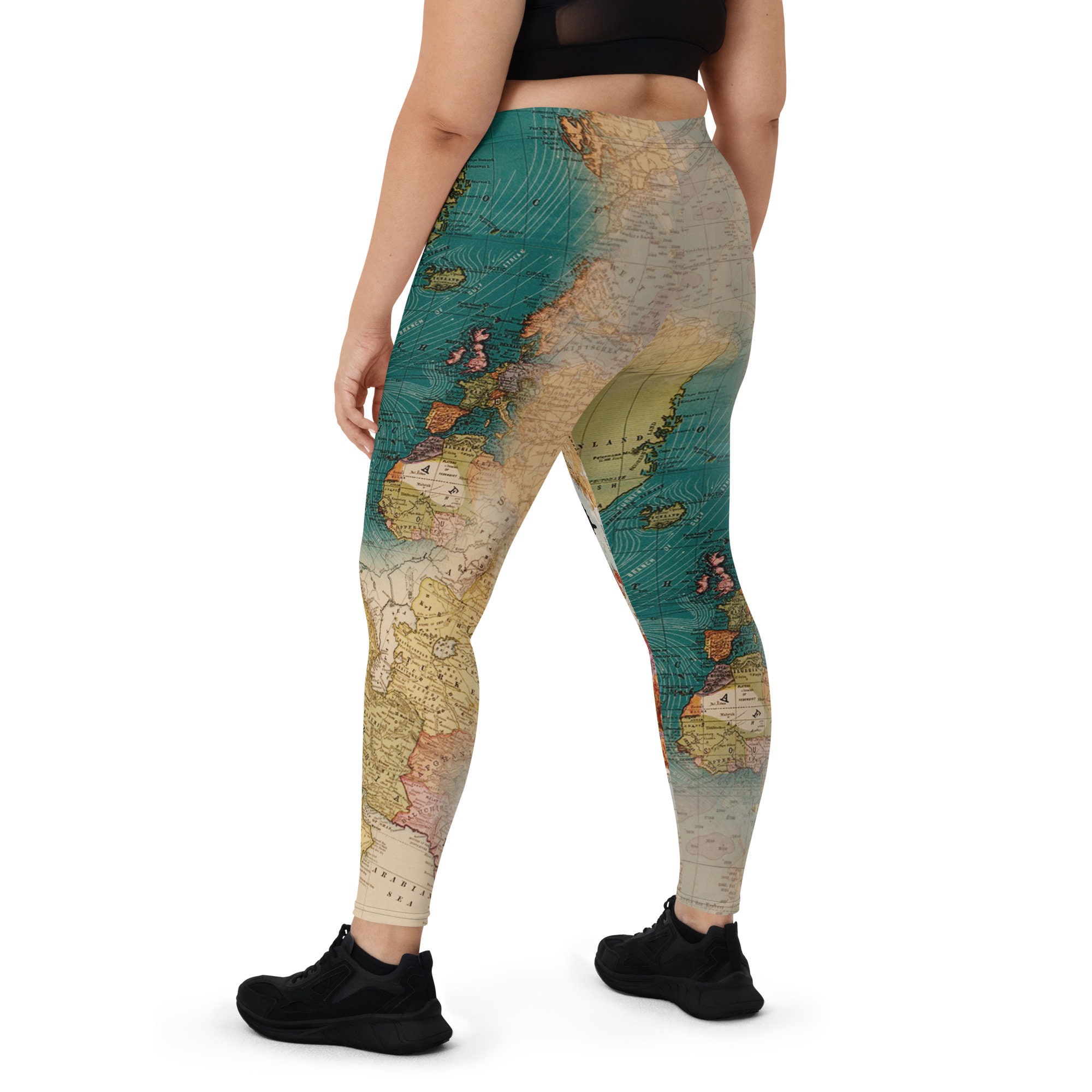 World Map Leggings, Womens Leggings, Map of the World, Map Printed ...