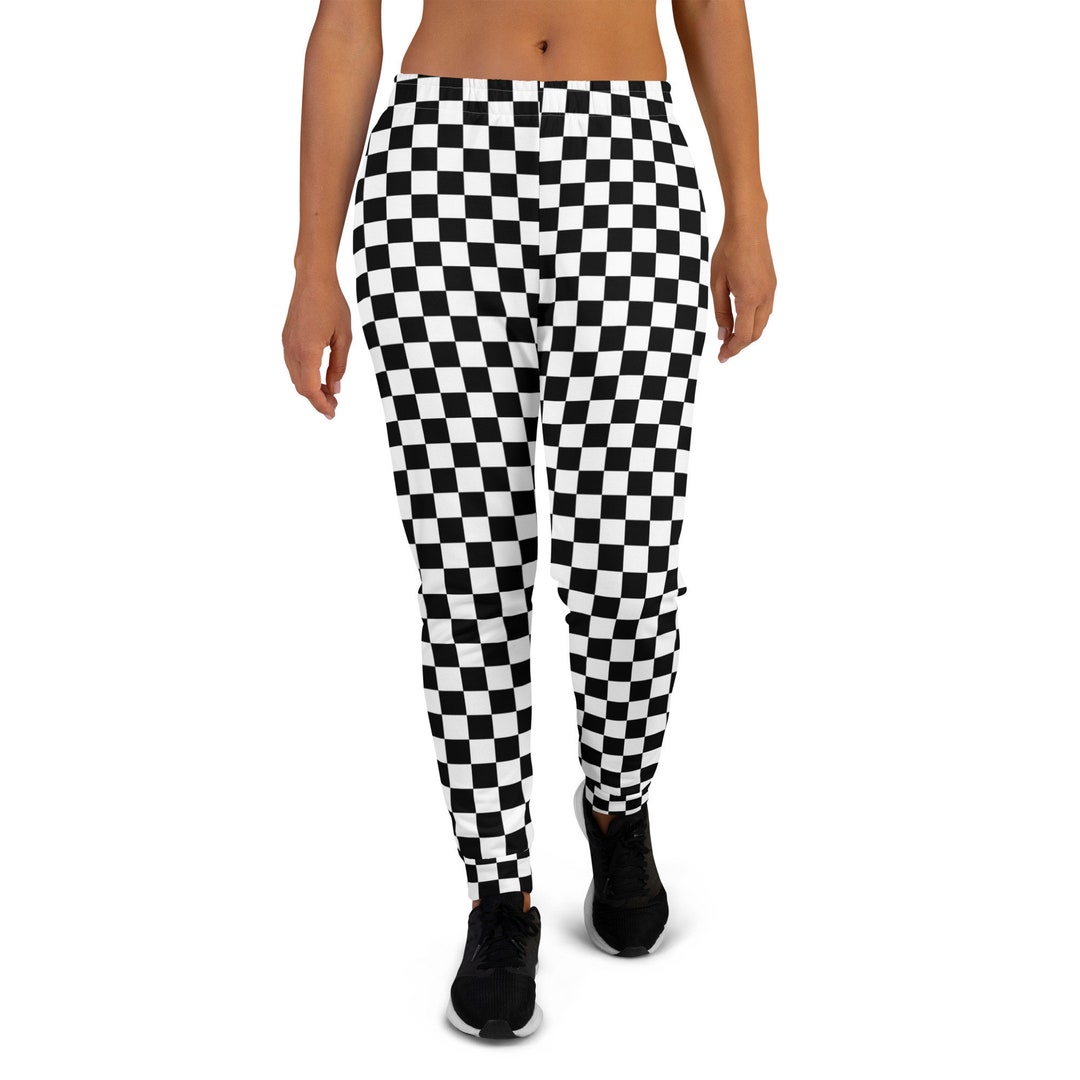 Black and White Checkered Jogger Sweatpants Women, Aesthetic Designer ...