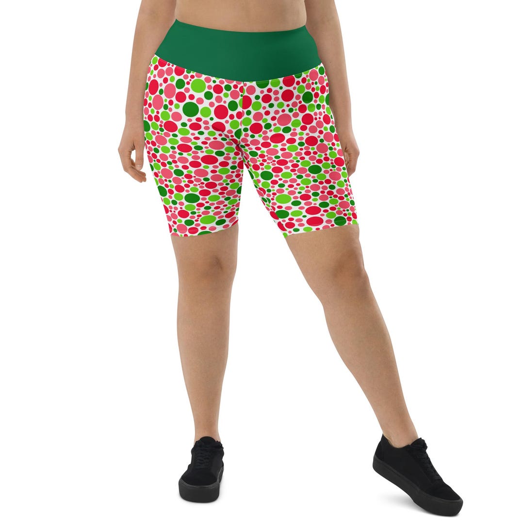 Watermelon Fruit Polka Dotted Biker Shorts Women, Watermelon Lover ...