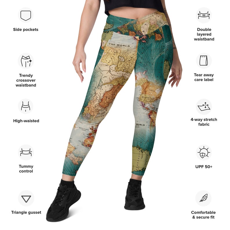 World Map Leggings Womens Leggings Map of the World Map - Etsy