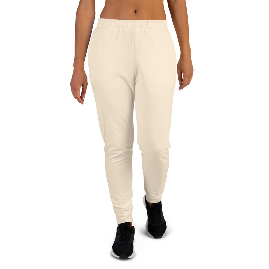 Solid Pastel Peach Jogger Sweatpants Women, Casual Streetwear Lounge ...