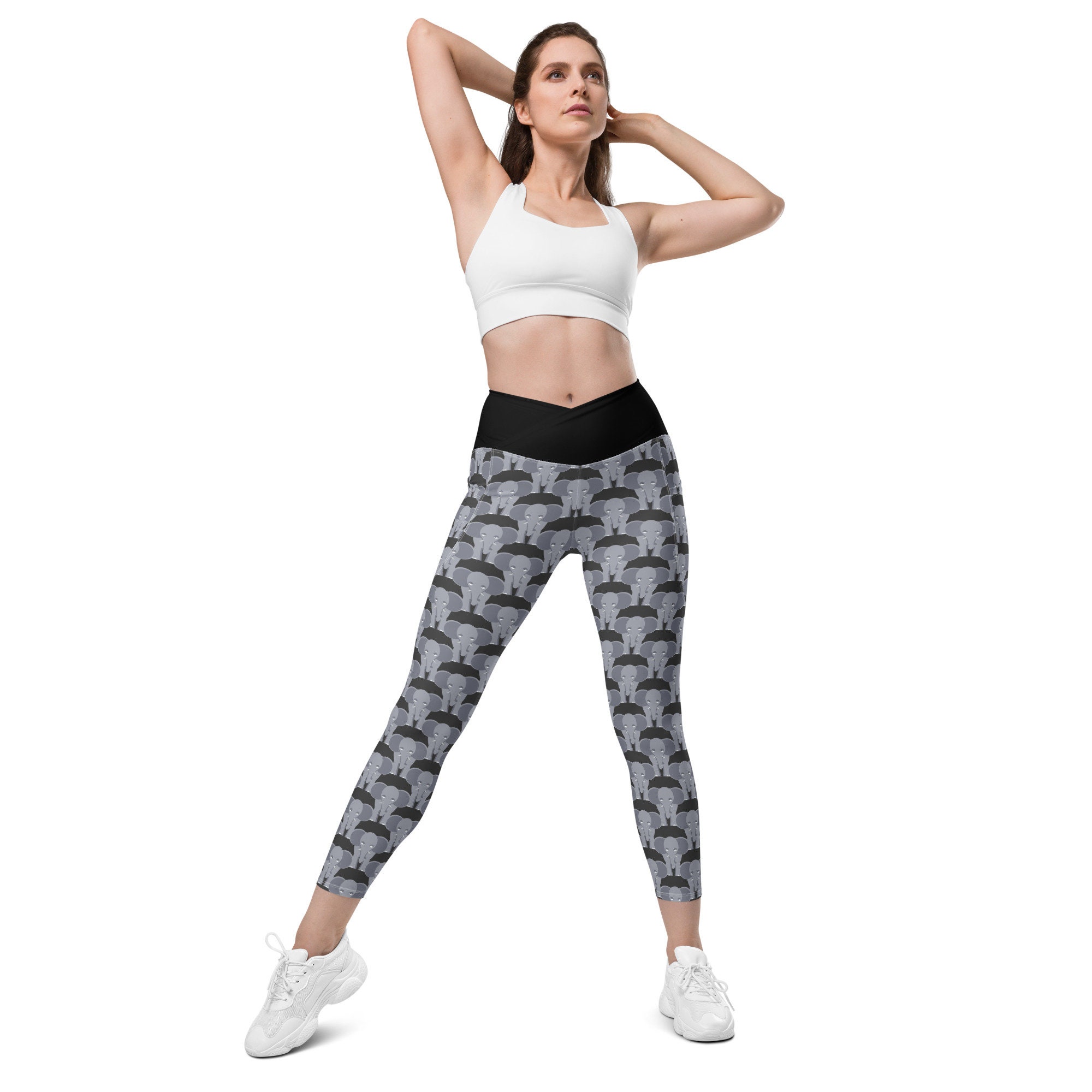 Elephant Stampede Leggings, Plus Size Leggings, High Waist Gym Workout ...