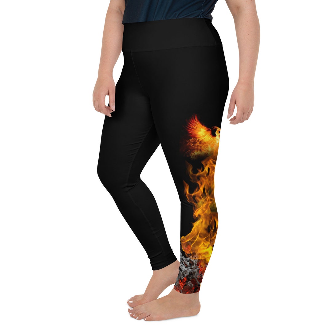 Pheonix Rising Leggings, Fire Flame Leggings, Plus Size Leggings, Yoga ...