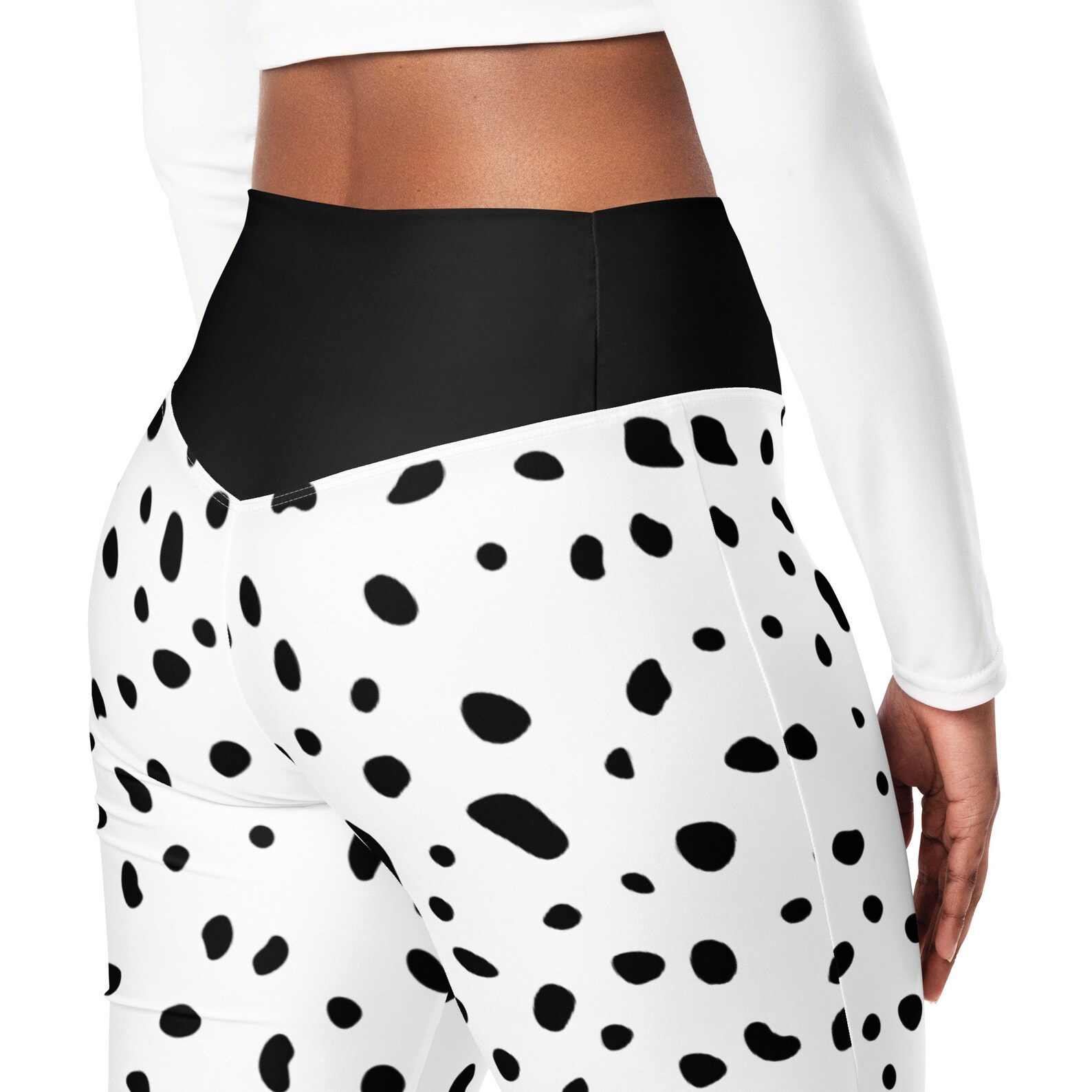 Dalmatian Spots Printed Flared Legging Pants for Women, All Over Print ...