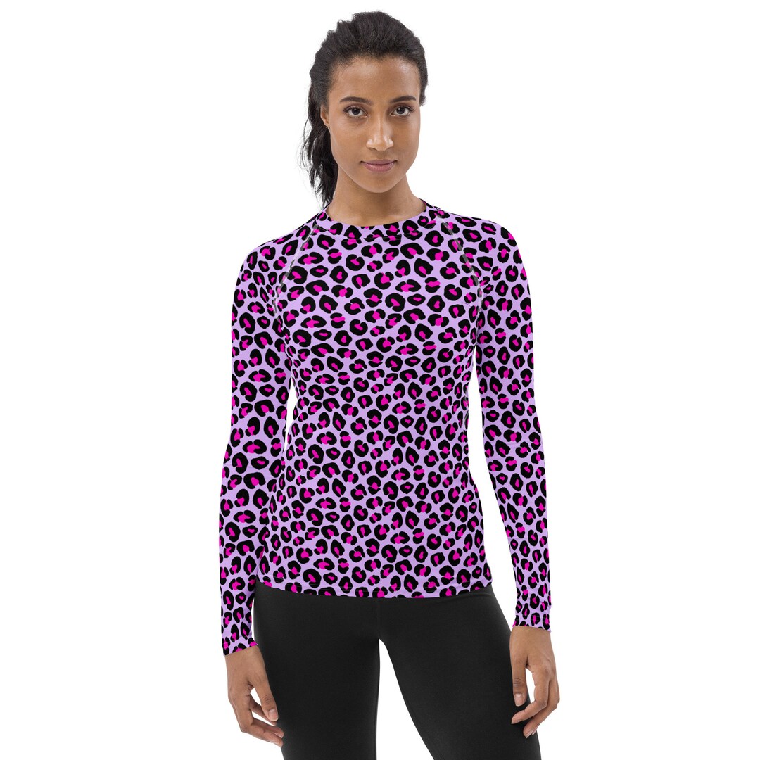Leopard Spotted Rash Guard, Yoga Workout Fitness Rash Guard, Cheetah ...