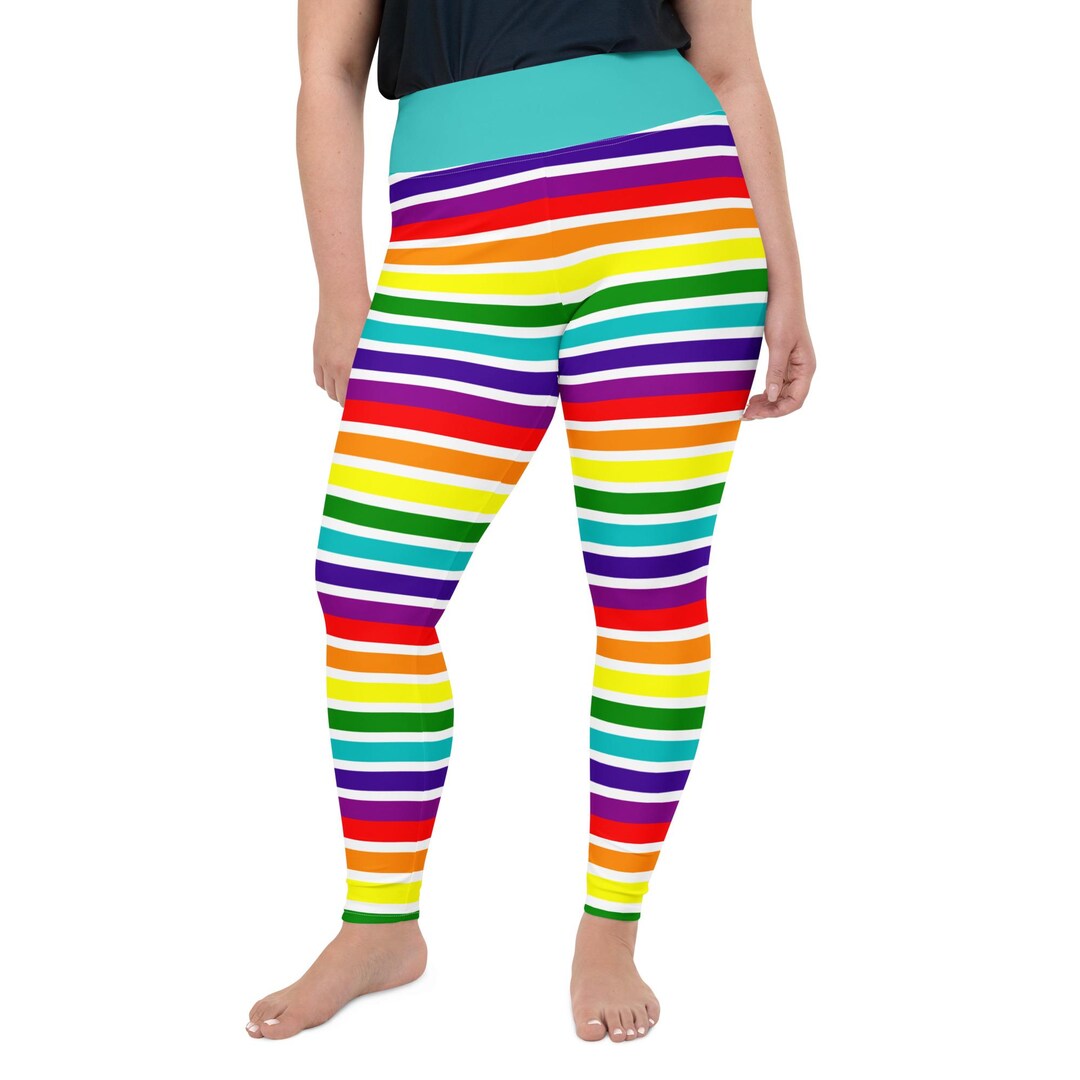 Rainbow Striped LGBTQ Women Leggings, Activist Loungewear Leggings, Gay ...