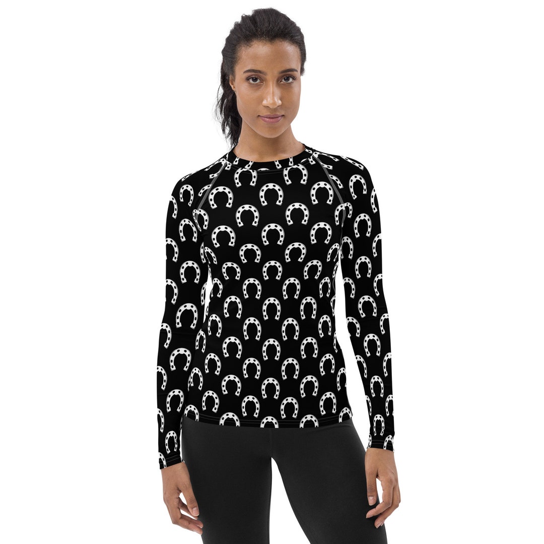 Lucky Horse Shoe Rash Guard, Yoga Workout Fitness Rash Guard, Long ...