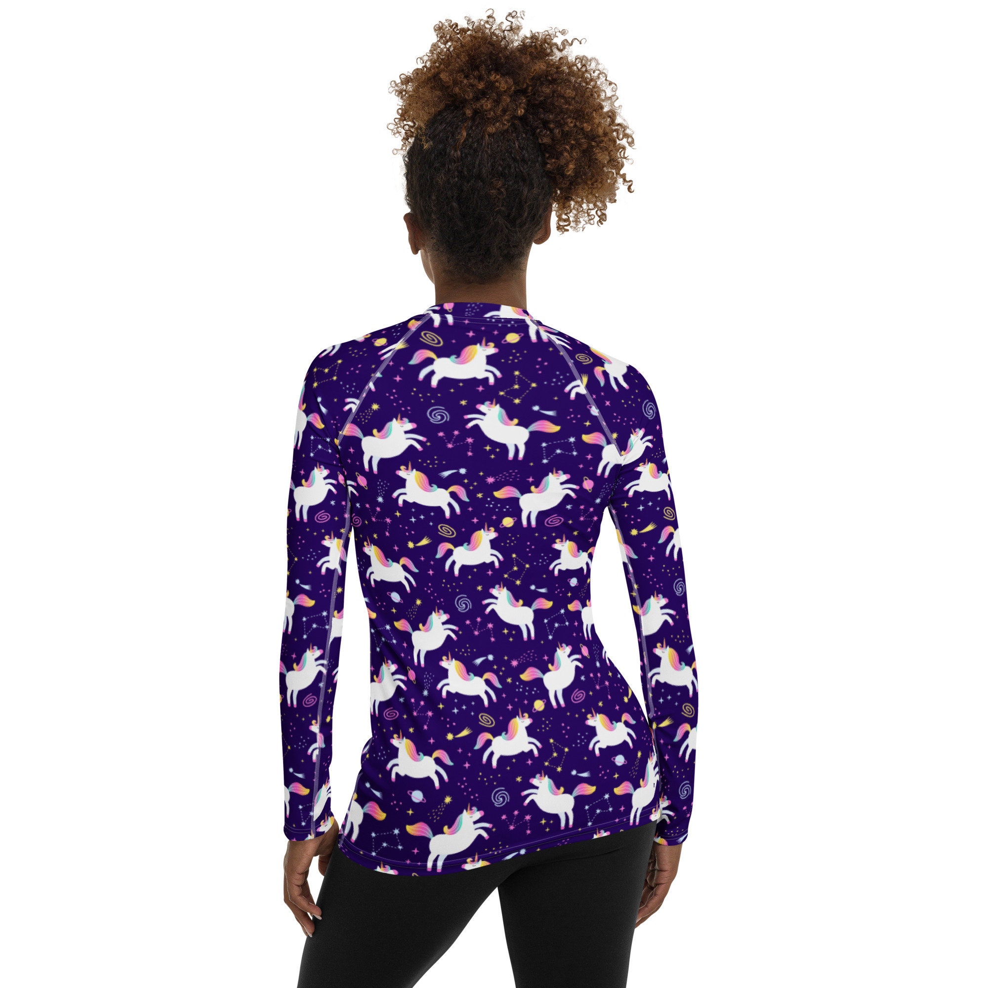 Unicorn Printed Rash Guard Funny Rash Guard Long Sleeve Yoga - Etsy