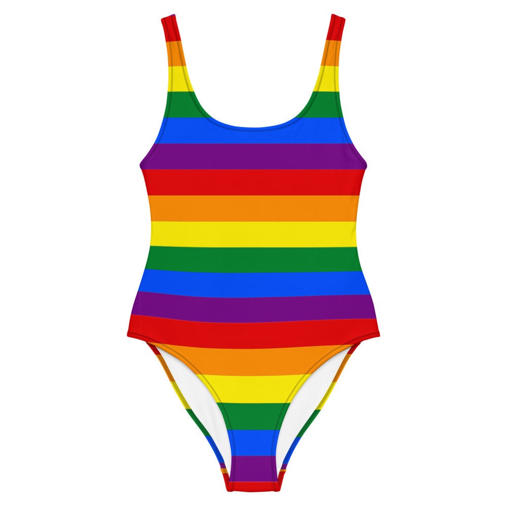 Rainbow Swimsuit LGBTQ Pride One Piece Swim Suit Sexy - Etsy