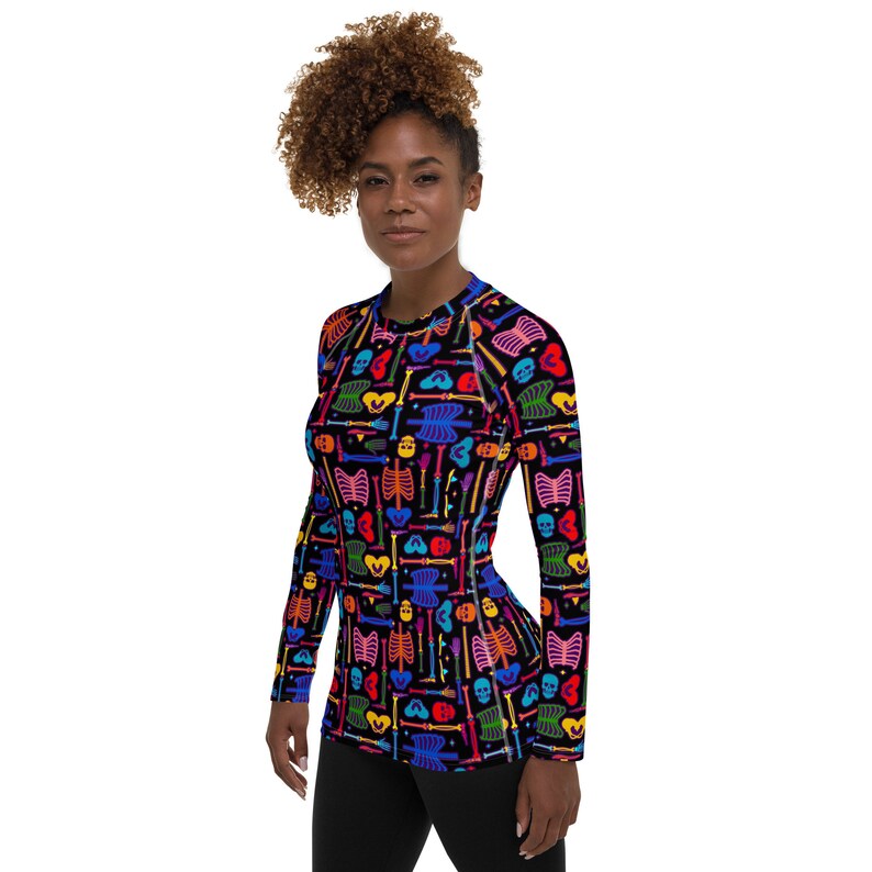 Skeleton Bones Anatomy Rash Guard, Fitness Rash Guard, Long Sleeve Yoga ...