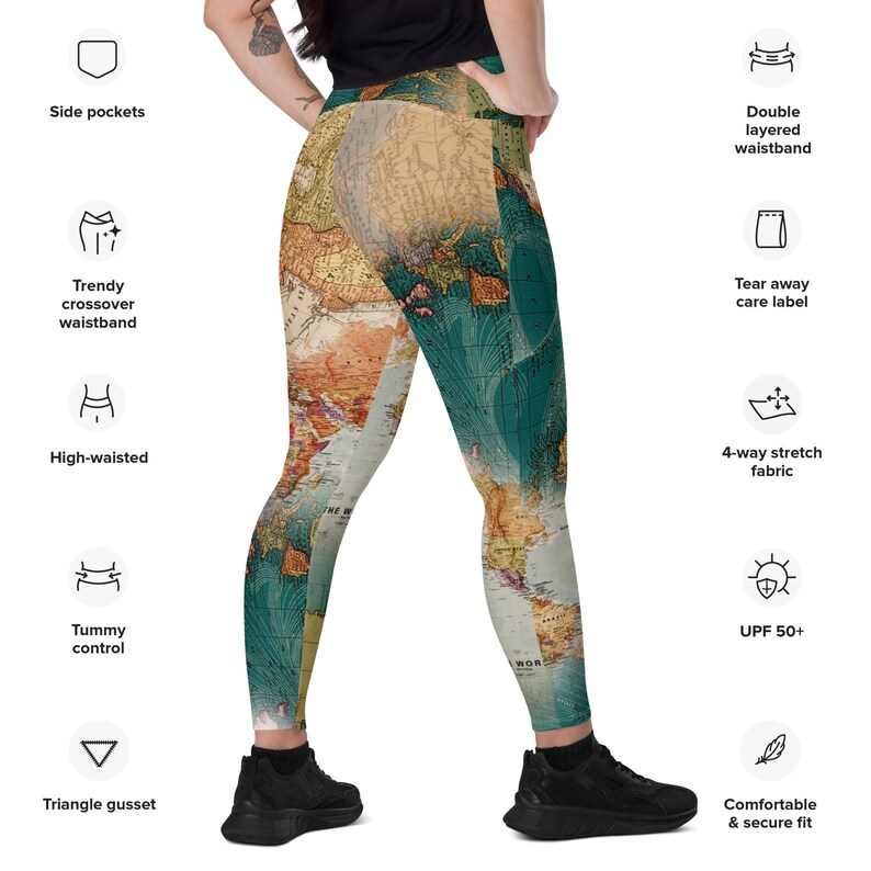 World Map Leggings Womens Leggings Map of the World Map - Etsy