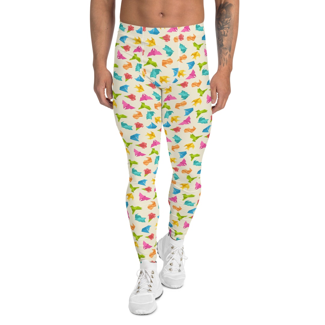 Japanese Origami Art Printed Men's Leggings, Unique Plus Size Comfy ...