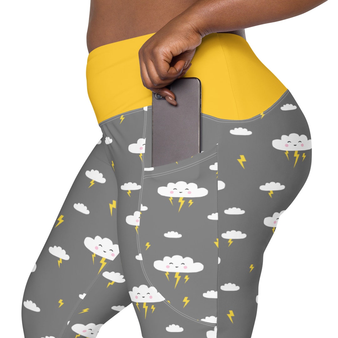 Thunderstorm Lightning Clouds Printed Leggings for Women, Stylish ...