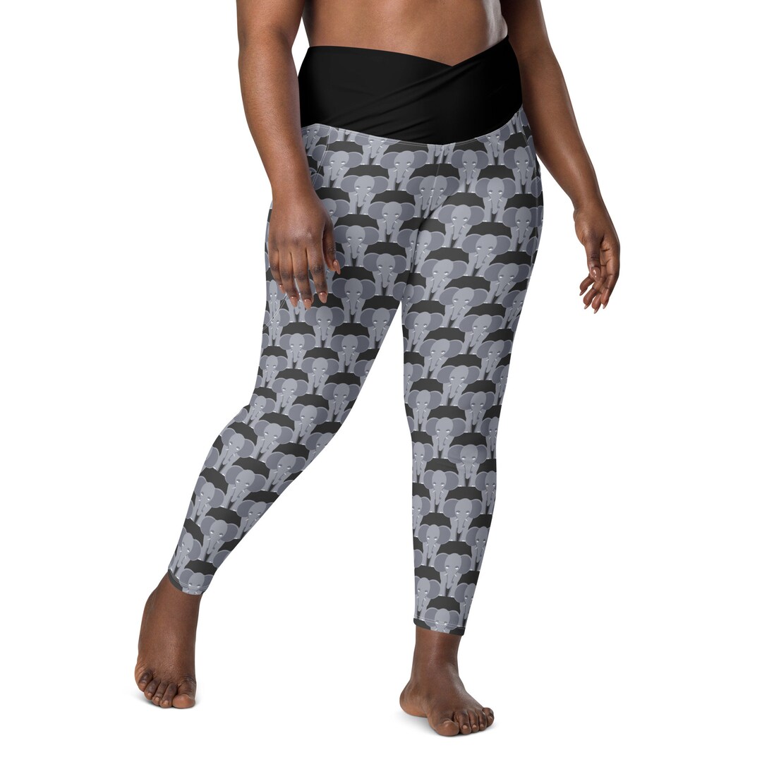 Elephant Stampede Leggings, Plus Size Leggings, High Waist Gym Workout ...