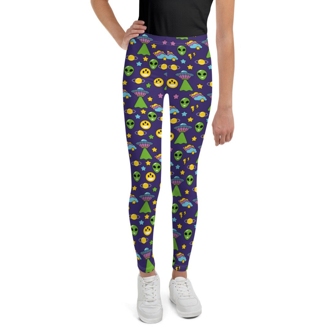 Aliens UFO Sci Fi Youth Leggings, Girls Workout Leggings, Martians ...