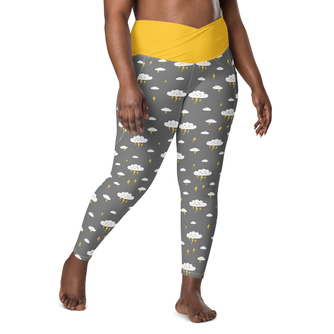 Lightning Storm Leggings, Plus Size Weather Leggings, High Waist Gym ...