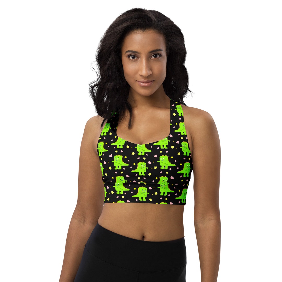 T-rex Dino Monster Animal Printed Sports Bra, Women Activewear, Gym ...
