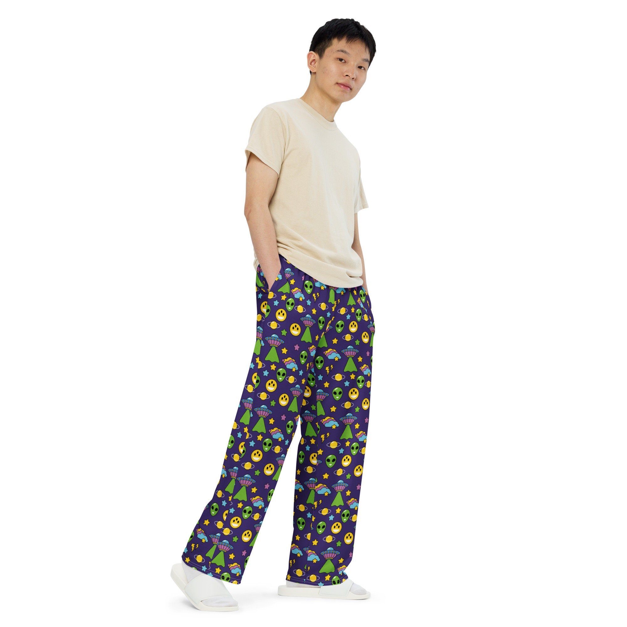 Aliens UFO Unisex PJ Pants, Comfy Lounge Pants With Pockets, Elastic ...