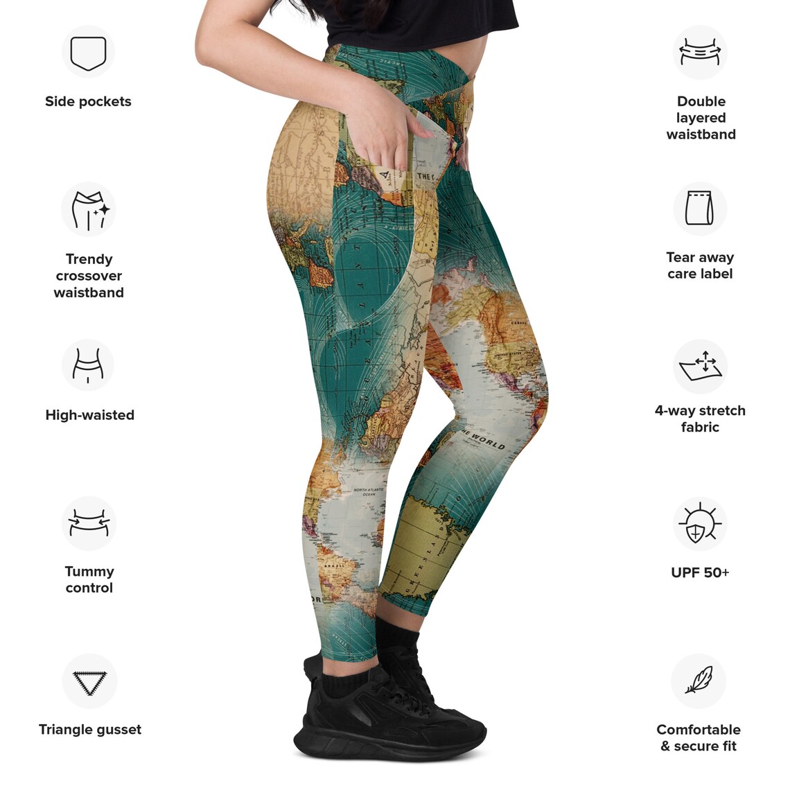 World Map Leggings Womens Leggings Map of the World Map - Etsy